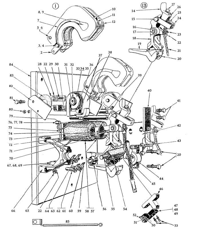 EC&M / Square D No. 2 Type L Folio 3 Single Pole Line-Arc Contactors ...
